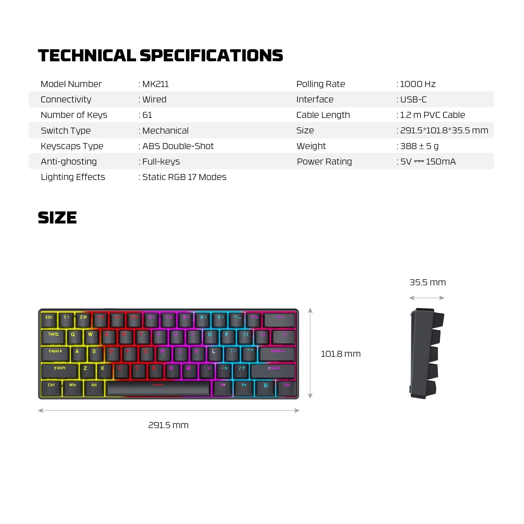 FANTECH MK211 ATOM61 Mechanical Gaming Keyboard - UMR Technologies