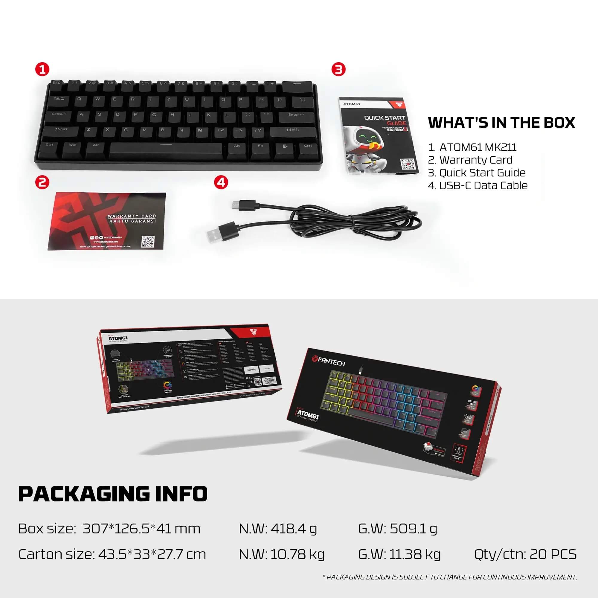 FANTECH MK211 ATOM61 Mechanical Gaming Keyboard - UMR Technologies
